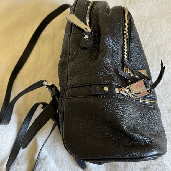 Michael Kors | Bags | Michael Kors Black Rhea Pebbled Leather Backpack ...